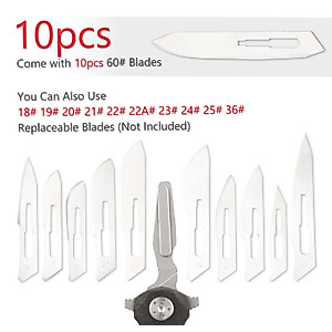 TENCHILON T369 Small Folding Pocket Flipper Scalpel Knife, 10pcs #60 Replaceable Blades, Carbon Fiber Handle, Compact Slim Gentleman's Scalpel EDC Utility Knives 1.2oz