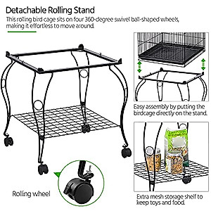 Yaheetech 59-inch Dome Open Top Large Medium Parrot Bird Cage On Stand for Sun Parakeets Conures Quaker Parrot Rolling Cockatiel Bird Cage