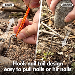 TiTo Titanium Shepherd Hook Tent Stakes Tent pegs Tent Stakes Dia 3.5mm and Length 165mm About 8.2G.(6-Pack) (Silver)