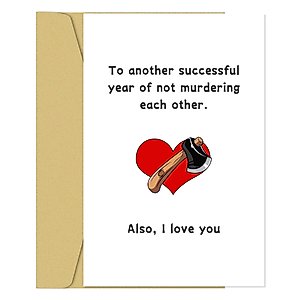 Zoytonky Funny Birthday Card for Husband Wife, Humorous Birthday Card for Him Her, Naughty Anniversary Card for Women Men, To Another Successful Year of Not Murdering Each Other