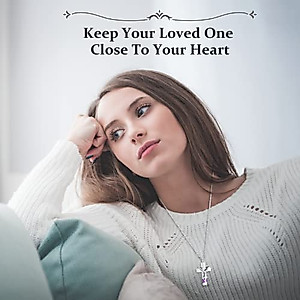 HOMLAND Urn Necklace for Ashes - 6 Pcs Cremation Jewelry Keepsake Memorial Heart Cross Cubic Stainless Steel Pendant for Loved One Women Men with 3 Pcs Replacement Chains