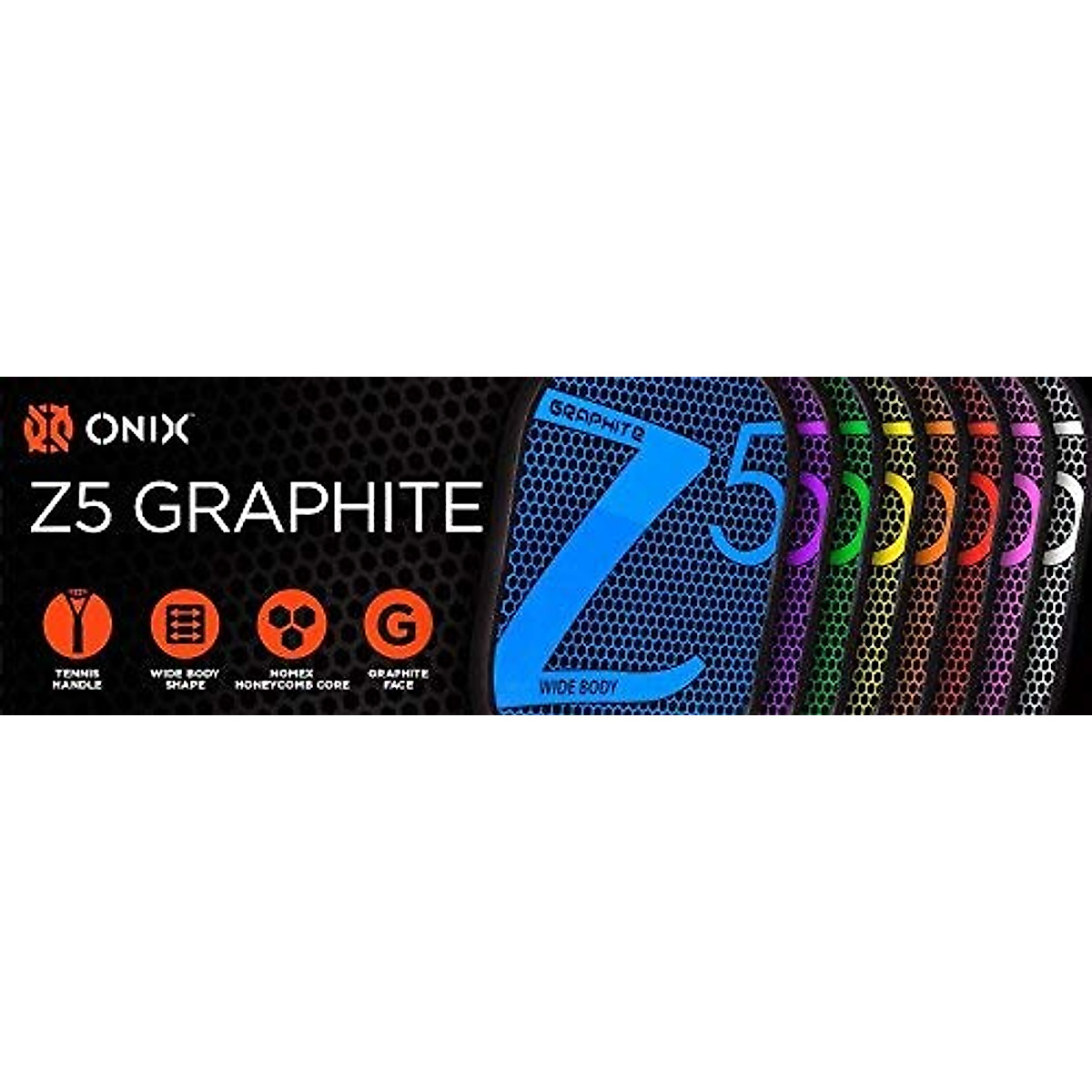 Onix Z5 Graphite Pickleball Paddle (Blue) with Cushion Grip and Blue Paddle Cover