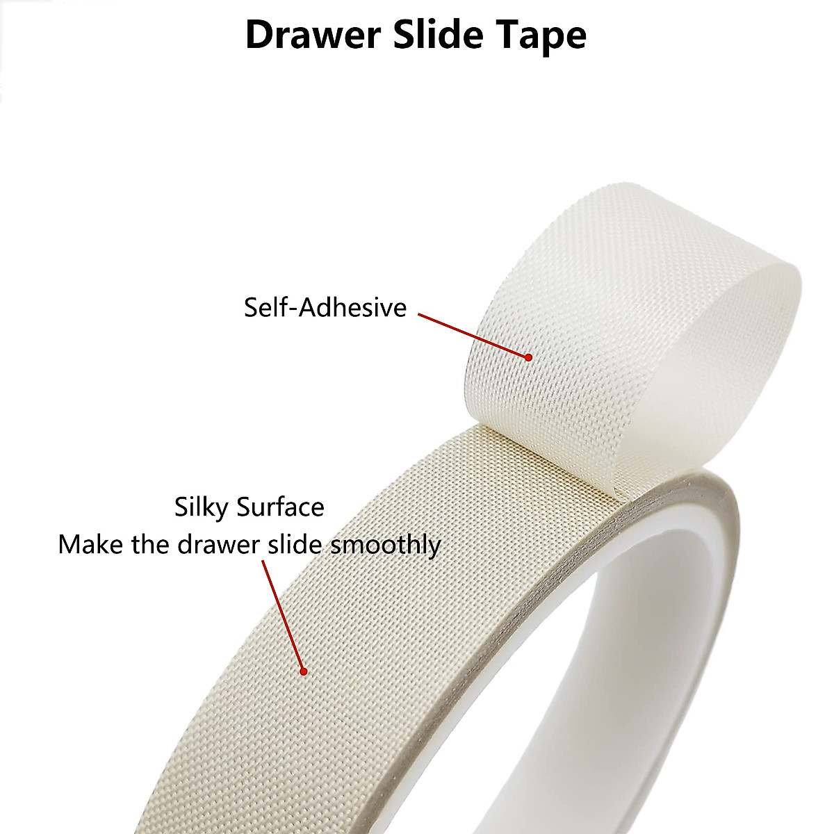 Topiverse Drawer Slide Tape, Low Friction Tape, Silky Surface, Abrasion Resistant Glide Tape, Drag & Noise & Squeak Reduction, Apply to Wooden-Drawer Furniture Curtain Cabinet, 0.75'' x 33', 5 mils