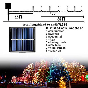 Dazzle Bright 2 Pack 200 LED 66 FT Halloween Solar String Outdoor Lights, Solar Powered with 8 Modes Waterproof Christmas Lights for Bedroom Patio Garden Tree Party Yard Decoration (Purple)