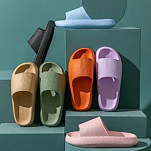 rosyclo Cloud Slippers for Women and Men Massage Thick Sole Non-Slip Shower Slippers Bathroom Super Soft Comfy House Cloud Slide Slippers for Indoor and Outdoor(Tan 38-39)