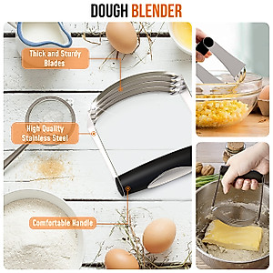 Moptrek l Biscuit Cutter Set (6 Pcs) Stainless Steel Pastry Cutter + Rolling Pin + Pastry Wheel Cutter + Pastry Blender + Egg Separator + Biscuit Molds