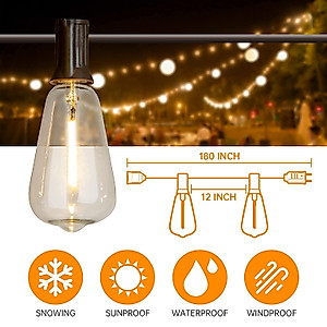 Vanthylit Solar String Lights Outdoor Waterproof, LED Shatterproof Edison String Lights, Outside Lights for Patio Solar Powered