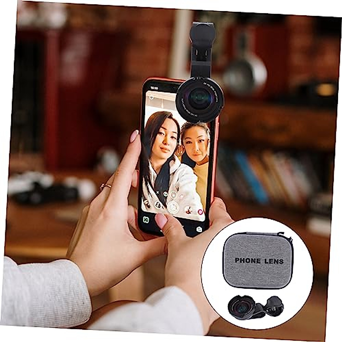 Cell Phone Lens 1 Set Phone Camera Blush Set Lip Gloss Set Mobile Lens Lip Gloss Kits Lip Gloss Sets Abs Black Creative Cell Phone Lens Earth Tones Makeup Bling Accessories