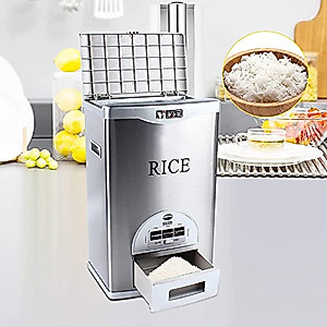 DNYSYSJ Stainless Steel Rice Dispenser, Automatic Rice Container Storage Box Countertop Rice Organization Food Dispenser for Home Kitchen (15KG Capacity, Silver)
