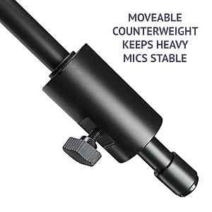 LyxPro SMT-1 Professional Microphone Stand Heavy Duty 93” Studio Overhead Boom Stand 76” Extra Long Telescoping Arm Mount, Foldable Tripod Legs & Adjustable Counterweight