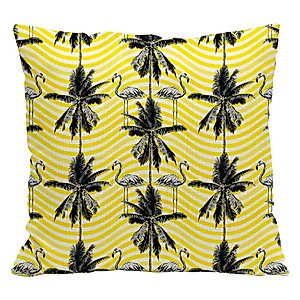 Haotfire Throw Pillow Case Covers, Retro Flamingo Pattern Cotton Blend Linen Square Decorative for Sofa Bedroom Home Decor (C)