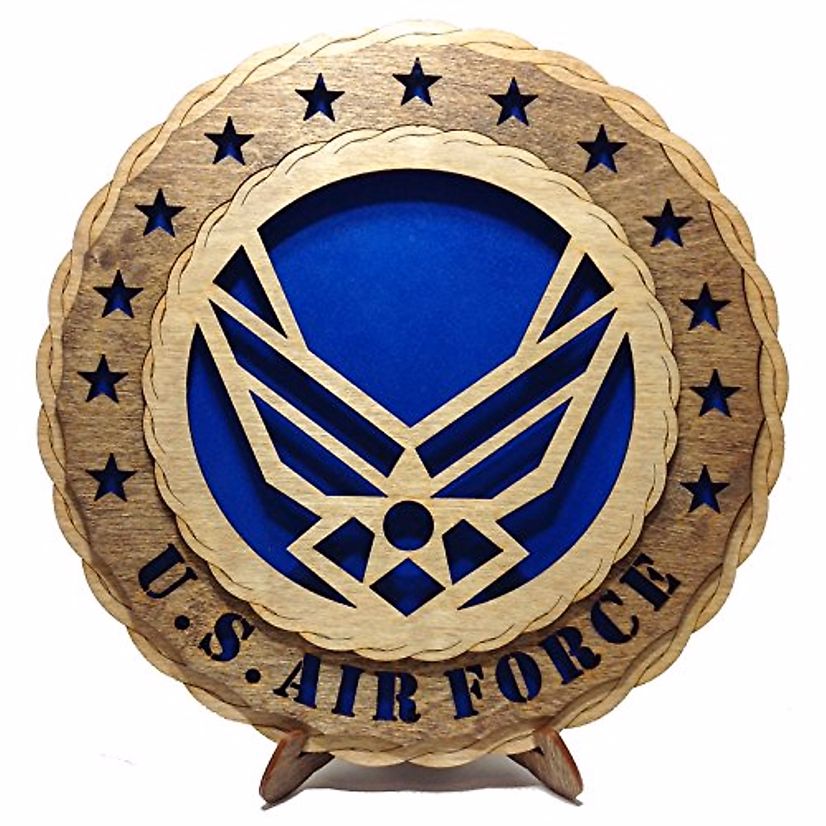 Contemporary Air Force Wings Armed Forces Decorative Custom Laser Crafted Three Dimensional Wooden Wall Plaque