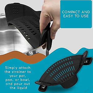 GottaHaveit | Clip On Strainer – Snap On Pot Drainer for Pan and Pots, Essential Home Cooking Tool. Black