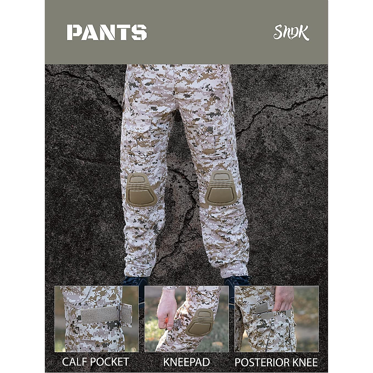 Military Uniform for Men - Camo Long Sleeve Shirt Men & G3 Combat Pants with Knee Pads - Combat Camouflage Tactical Suit - Fishing, Hunting, Shooting, Paintball, Airsoft Clothes 1/4 Zip (X-Large)