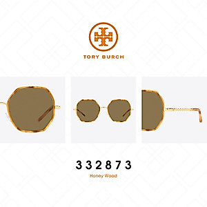 Tory Burch TY6092 332873 55MM Honey Wood/Solid Brown Irregular Sunglasses for Women + BUNDLE With Designer iWear Eyewear Kit