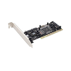 XtremeAmazing 4 Ports PCI SATA Raid Controller Internal Expansion Card Adapter, PCI to SATA Adapter Converter with 2 Sata Cables for Desktop PC HDD SSD