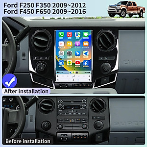 Qualcomm Car Radio for Ford F250 F350 2009-2012 F450 F650 2009-2016 Stereo Replacement Carplay Android Auto Upgrade 12.1 Inch 2K IPS Touch Screen Android 13 Tesla Style Head Unit Navigation