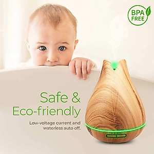 Aromatherapy Essential Oil Diffuser Gift Set with 20 Oils and Rotating Display Stand - 400ml Ultrasonic Diffuser with 20 Essential Plant Oils - 4 Timer & 7 Ambient Light Settings