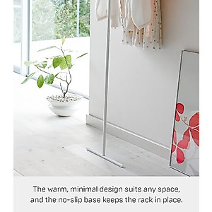 Yamazaki Home Leaning Slim Coat Hanger Clothes Rack, Space Saving Steel One Size White
