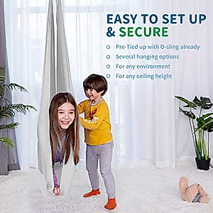 OUTREE Sensory Swing for Kids with 360° Swivel Hanger, Indoor Therapy Swing Great for Autism, ADHD, Sensory Processing Disorder, and Autistic Children
