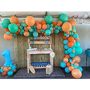 Blue Yellow Orange Balloons Garland Kit with 5/12/18 inch Balloon 144pcs for Tropical Summer Beach Hawaiian Baby Shower Birthday Bachelorette Pool Party Wedding Graduation Party Decorations