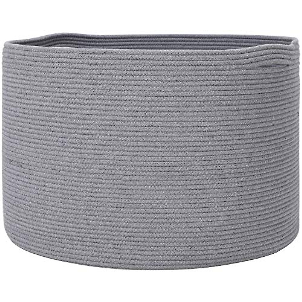 24" x 24" x 17" Max Size Large Cotton Rope Basket, Extra Large Storage Basket, Woven Laundry Hamper, Cloth Storage Bin, for Blankets Clothes Towels Pillows in Living Room, Full Grey