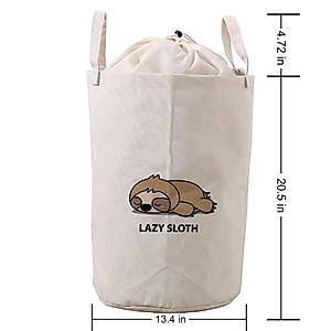 LifeCustomize Large Laundry Hamper Basket Cute Lazy Sloth Clothing Storage Bins Boxes Toy Organizer Foldable Waterproof Nursery Hamper with Handles
