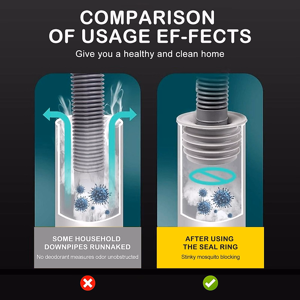 Silicone Anti-Odor Floor Drain Sewer Deodorant Cover, Washing Machine Drain Pipe Seal, Anti-Odor Floor Drain Sewer Pipe Seal Ring Sealing Cover, Gray