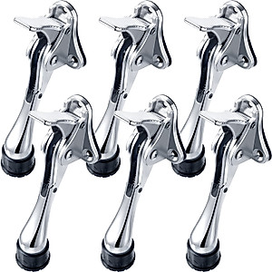 6 Pieces Heavy Duty Door Stops for Bottom of Door Kickdown Door Stops Metal Doorstop with Adjustable Rubber Tips Spring Door Stop Kick Door Stop Replacements (Bright Color, 4 Inch)