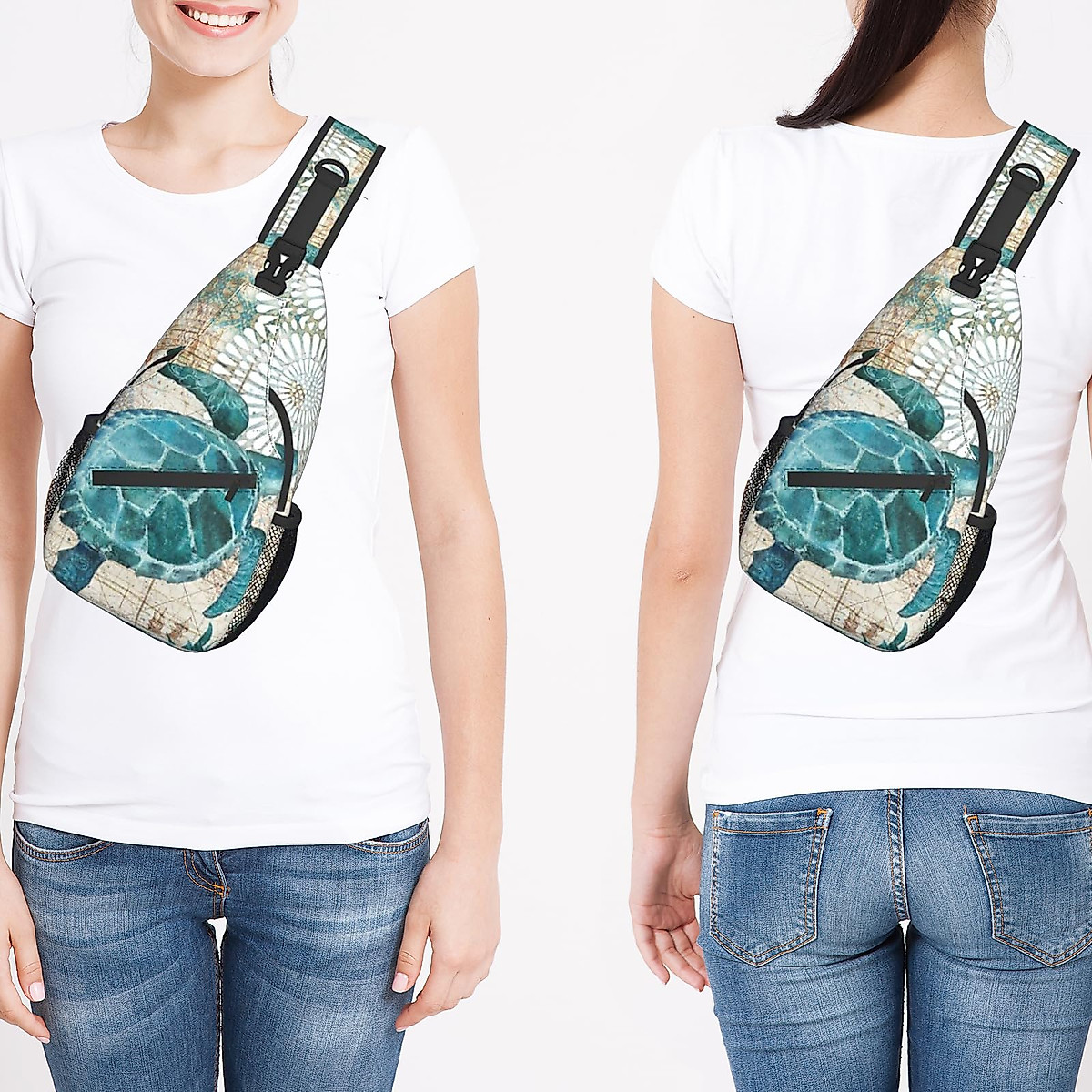 Sea Turtle Sling Bag Backpack - Crossbody Shoulder Chest Bags Unisex for Travel Casual Hiking with Adjustable Strap for Men Women