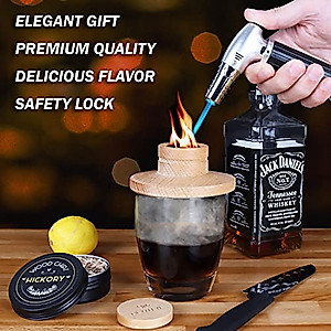 Old Fashioned Cocktail Smoker Kit with Torch and Wooden Storage Box - 10 Pcs Infuser Set with 4 Flavours of Wooden Smoker Chips for Whiskey and Bourbon Drinks - Great Gift for Classic Men (NO BUTANE)