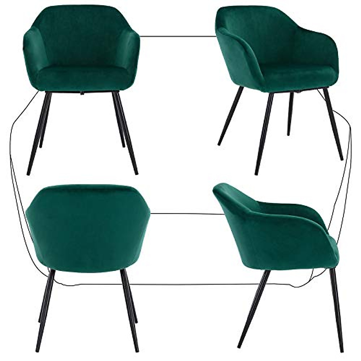 CIMOTA Dark Green Arm Chair Upholstered Accent Chair Velvet ArmChiar Comfy Leisure Side Chair Makeup Vanity Chair for Living Room Bedroom Dining Room