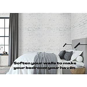 Brick Wallpaper Peel and Stick - White/Gray, 32.8 ft x 1.5 ft - 3D Faux Brick Wallpaper for Textured Wall, Removable Wallpaper for Indoor & Outdoor Use Waterproof- Ideal for Bedroom Accent Wall Décor