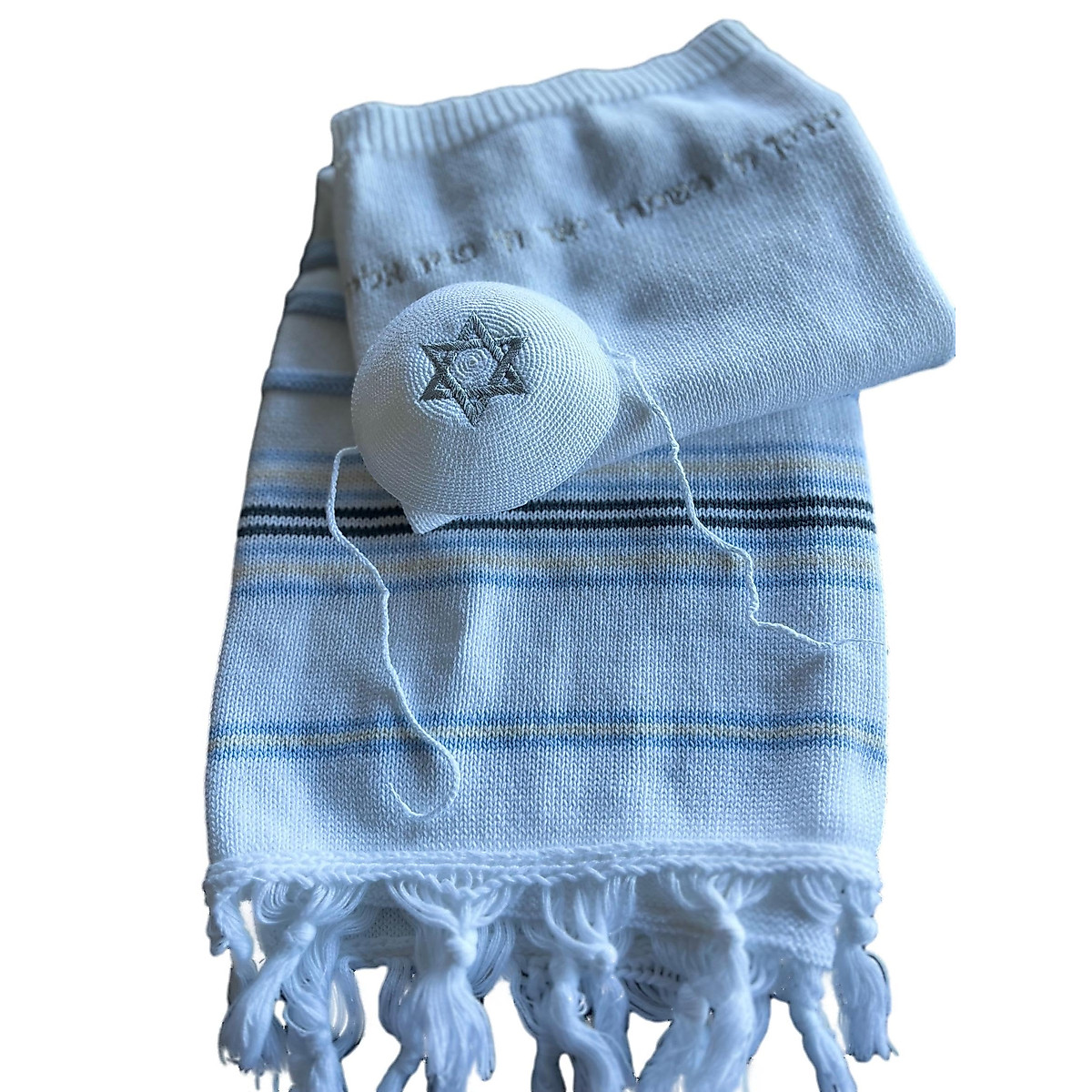 Romy and Rosie Brit/Bris Milah Set - Judaica Blessing Blanket with Matching Infant Baby Yarmulke Kippa Kippah Yarmulka (Talit Blanket)