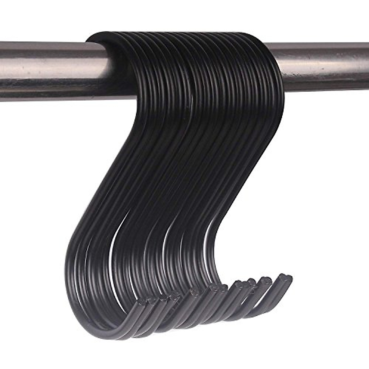 HYPYRANOW 50 Pack Black S Hooks Steel S Hanging Hooks Heavy Duty S Hanger Hook Metal Kitchen Pot Rack Hooks Closet Hooks Plants Hooks for Hanging Pot, Pan, Cups, Plants, Bags, Jeans, Towels