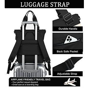 COMELY Backpack Tote for Women Casual Laptop Daypack Crossbody Bag 4-in-1 Travel Bookbag Diaper Bag Nurse Teacher Bag Water Resistant Wide Top Open for Daily Work College , Black B