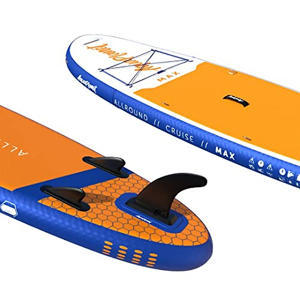 AQUAPLANET 10ft 6" x 15cm MAX Stand Up Paddle board kit. Air Pump with Pressure Gauge,Adjustable Aluminium Floating Paddle, Repair Kit,Heavy Duty Rucksack,Premium Leash & 4 Kayak Seat Rings