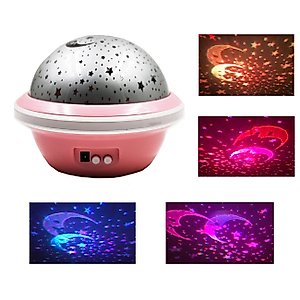 Star Moon Bedroom Night Light, Baby Night Lights Projector, Colorful Gradient, Unique Gifts for Birthday Nursery Women Children Kids Baby (Pink)
