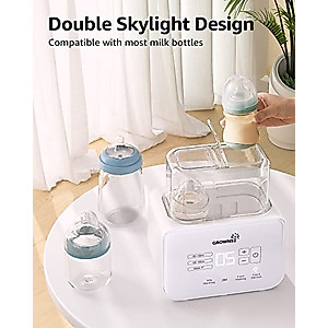 Baby Bottle Warmer, Gronwsy 8-in-1 Fast Milk Warmer with Timer Breastmilk or Formula, Fits 2 Bottles, Accurate Temperature Control, with Defrost, Sterili-zing, Keep, Heat Baby Food Jars Function