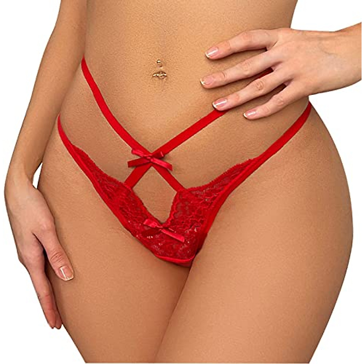 Banamic Women G String Panties Underwear for Ladies Cotton Thongs for Women Red