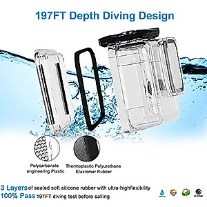 FitStill 60M Waterproof Case for Go Pro Hero 8 Black, Protective Underwater Dive Housing Shell with Bracket Accessories for Go Pro Hero8 Action Camera