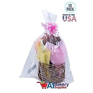 Cellophane Bags For Baskets Cellophane Gift Bags For Wine Bottles, Small Baskets, Mugs And Gifts Clear Cellophane Bags Basket Bags Cello Gift Bags Gusset Style Bag 12 in. X 4 in X 20 in. 10 Pack