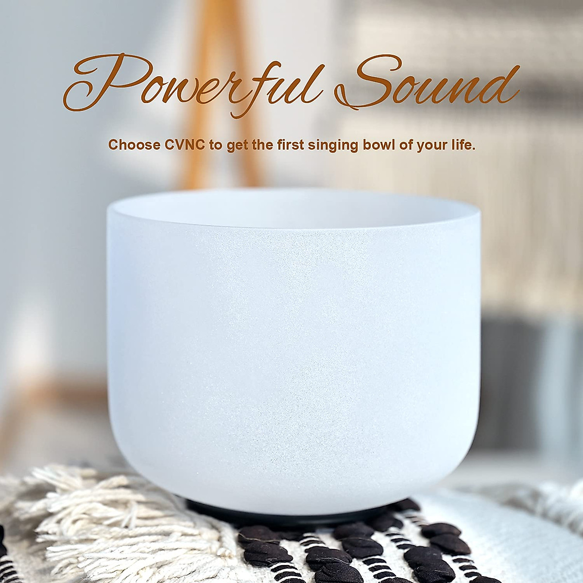 CVNC 8 Inch F Note Heart Chakra Frosted Quartz Crystal Singing Bowl Free Mallet and O-ring For Sound Healing Meditation