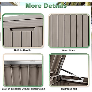 EasyUp 80 Gallon Outdoor Storage Box Waterproof, UV Resistant Resin Deck Box with Hydraulic Rod, Lockable Design and Enhanced Durability for Patio, Garden, and Poolside Use