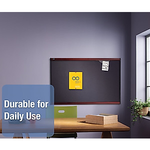 Quartet Prestige Grey Diamond Mesh Fabric Bulletin Board, 4 x 3 Feet, Mahogany Finish Frame (B444M)