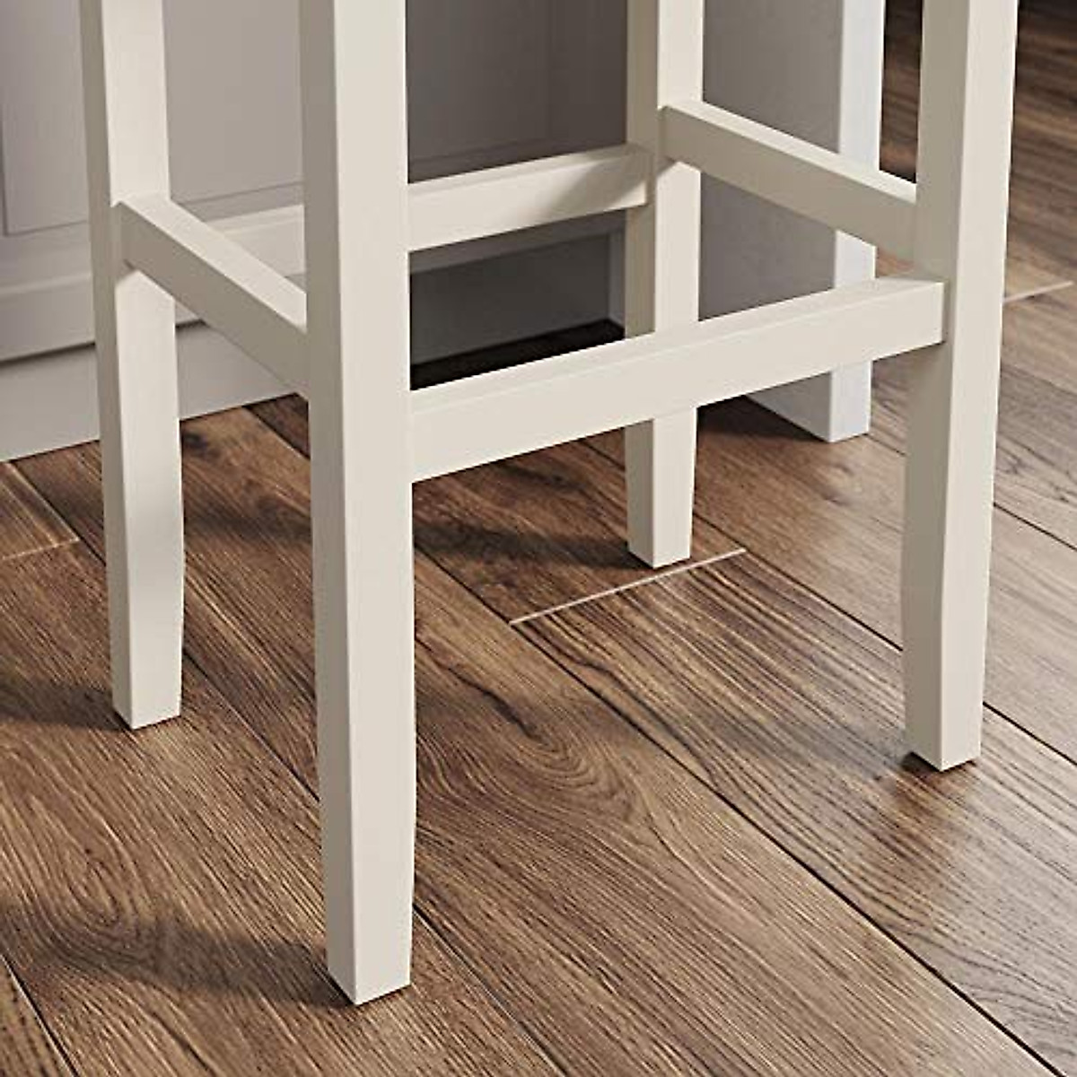 Nathan James Hylie Nailhead Wood Pub-Height Kitchen Counter Bar Stool 24", Natural Flax/White