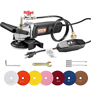 VEVOR Wet Polisher 800W, 4" Concrete Grinder with 6 Variable Speed and 7 Polishing Kits, Wet Grinder Machine for Marble, Granite, Stone, Rock, Tile, Equipped with a GFCI Switch, (1000 - 4000 RPM)