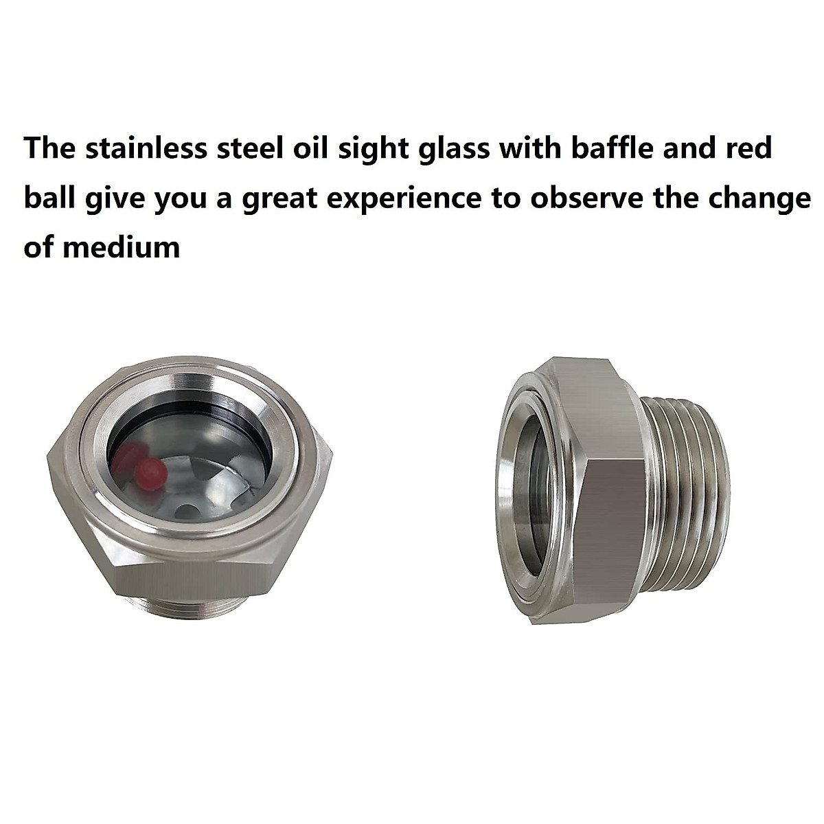 3/4'' NPT Male Hex Head Stainless Steel Oil Sight Glass Liquid Level Gauge Oil Indicator Window For Air Compressor Gearbox Fittings Hydraulic Tank Sight Glass (3/4'' NPT Male)