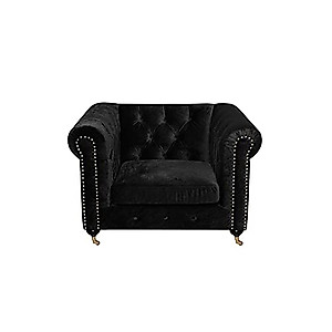 American Home Classic Claire 15" 1-Seat Traditional Velvet Sofa in Gold/Black