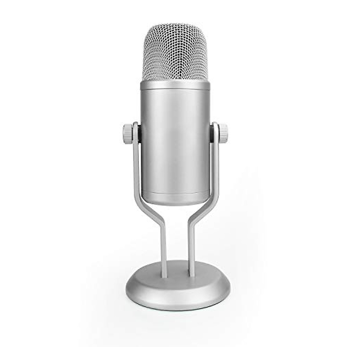 Amazon Basics Professional USB Condenser Microphone with Volume Control and OLED Screen, Silver